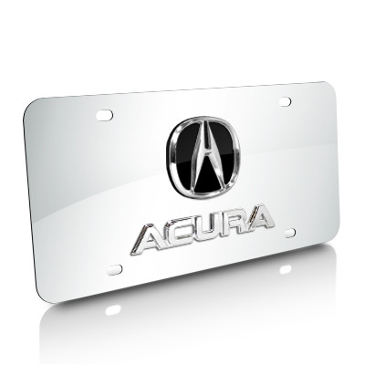Acura Chrome Logo + Name On Polished License Plate - Car Beyond Store