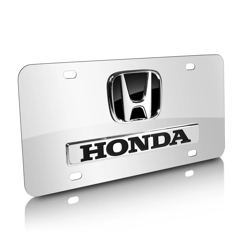 Honda 3D Logo and Nameplate Chrome Steel License Plate - Car Beyond Store