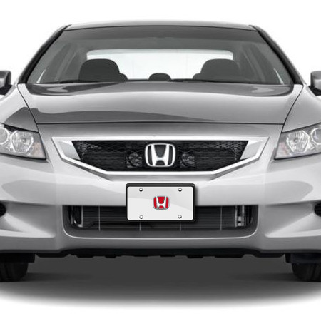 Honda Red Infill 3D Logo Chrome Steel License Plate - Car Beyond Store