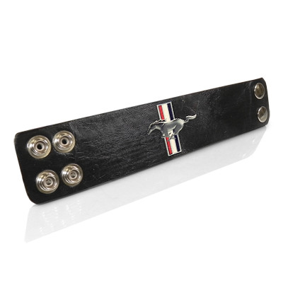 Ford Mustang Tri-bar Logo Black Leather Cuff, Official Licensed - Car ...