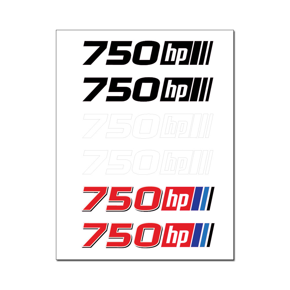 750 hp Horsepower 6 Vinyl Graphic Car Stickers Sheet - Car Beyond Store
