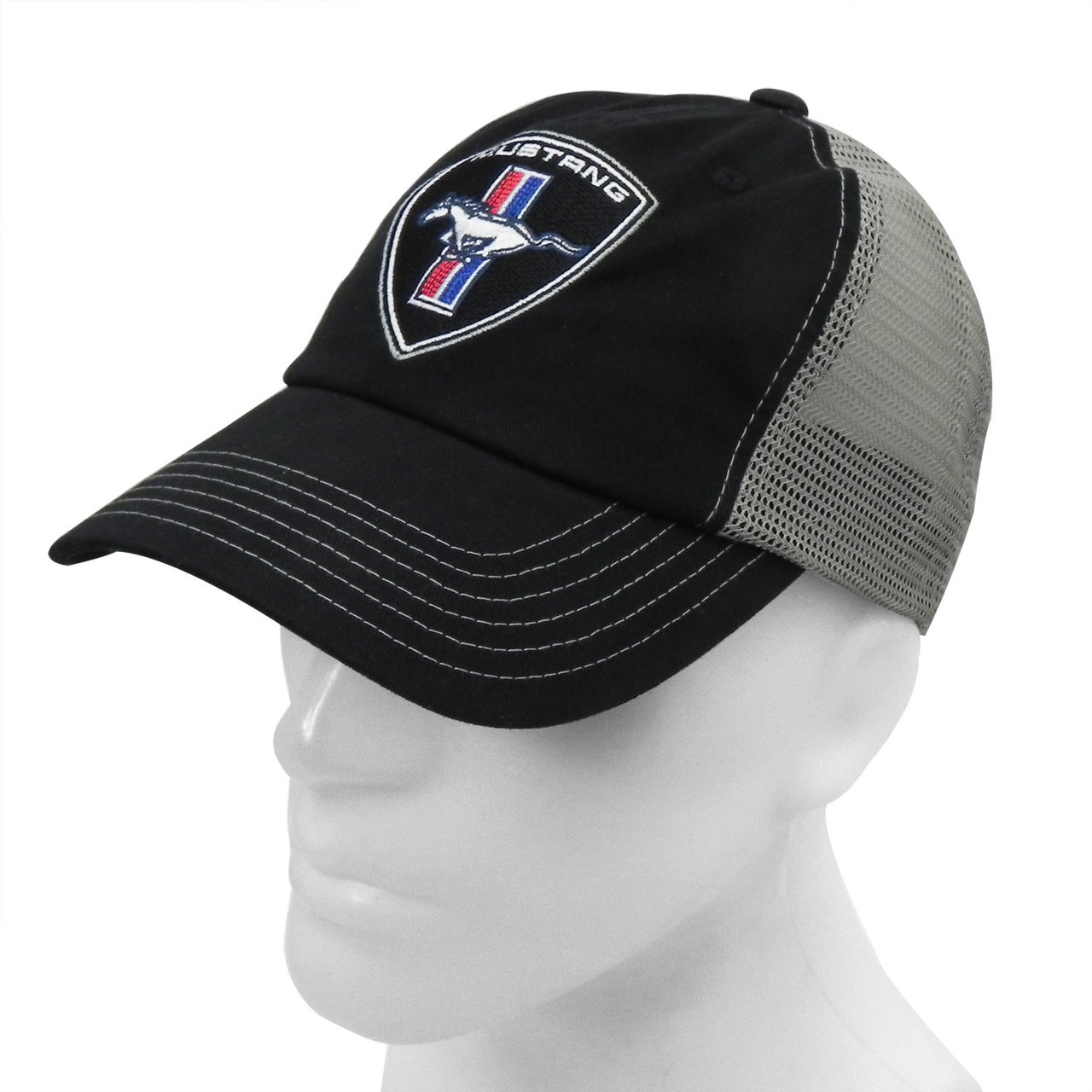 Ford Mustang Crest Logo Black Front Mesh Back Baseball Cap - Car Beyond ...
