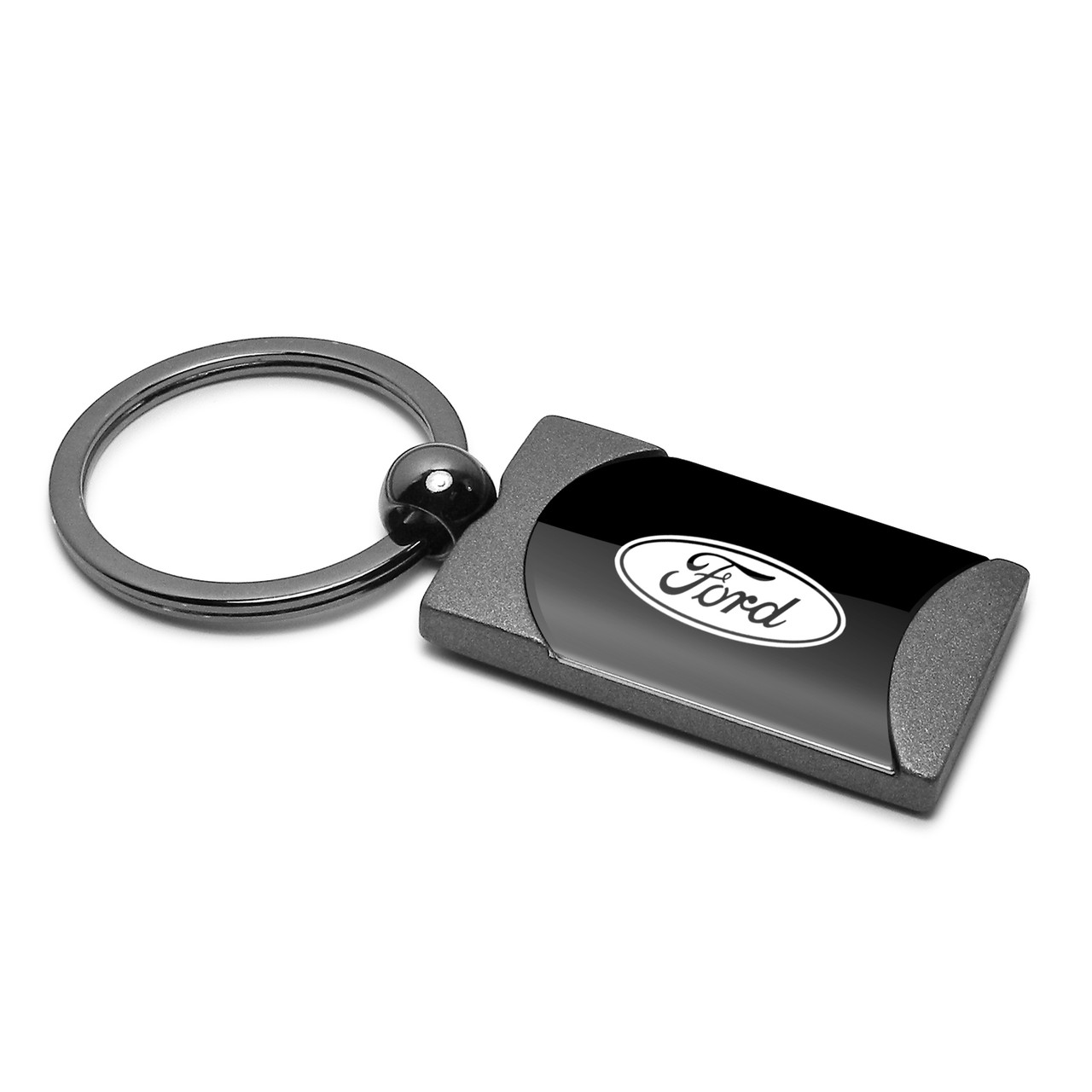 Ford Two Tone Gun-Metal Rectangular Key Chain Key Fob - Car Beyond Store