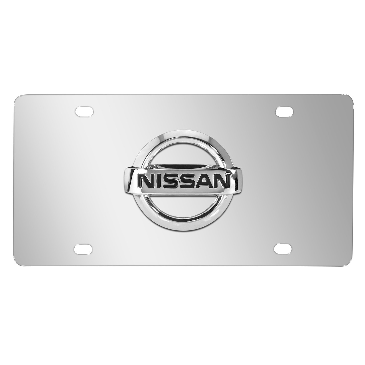 Nissan Chrome Logo On Stainless Steel License Plate - Car Beyond Store