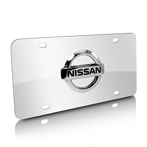 Nissan Chrome Logo On Stainless Steel License Plate - Car Beyond Store