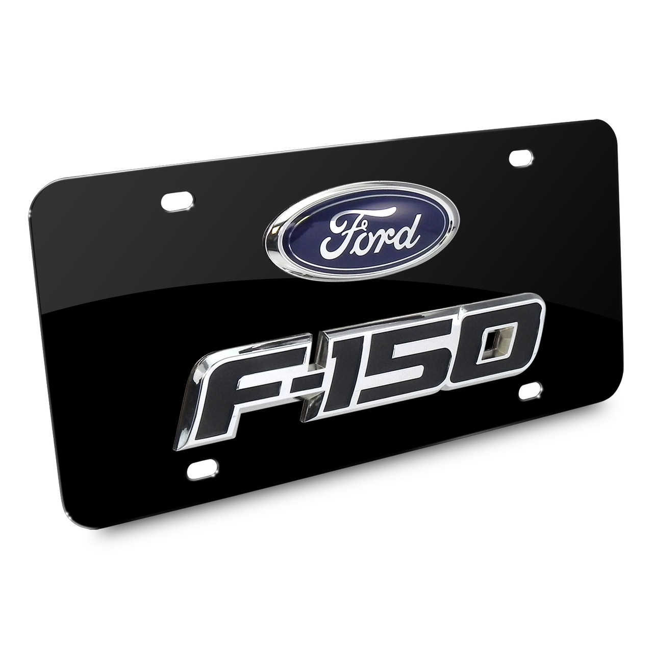 Ford 3D Logo F-150 Black Stainless Steel License Plate - Car Beyond Store