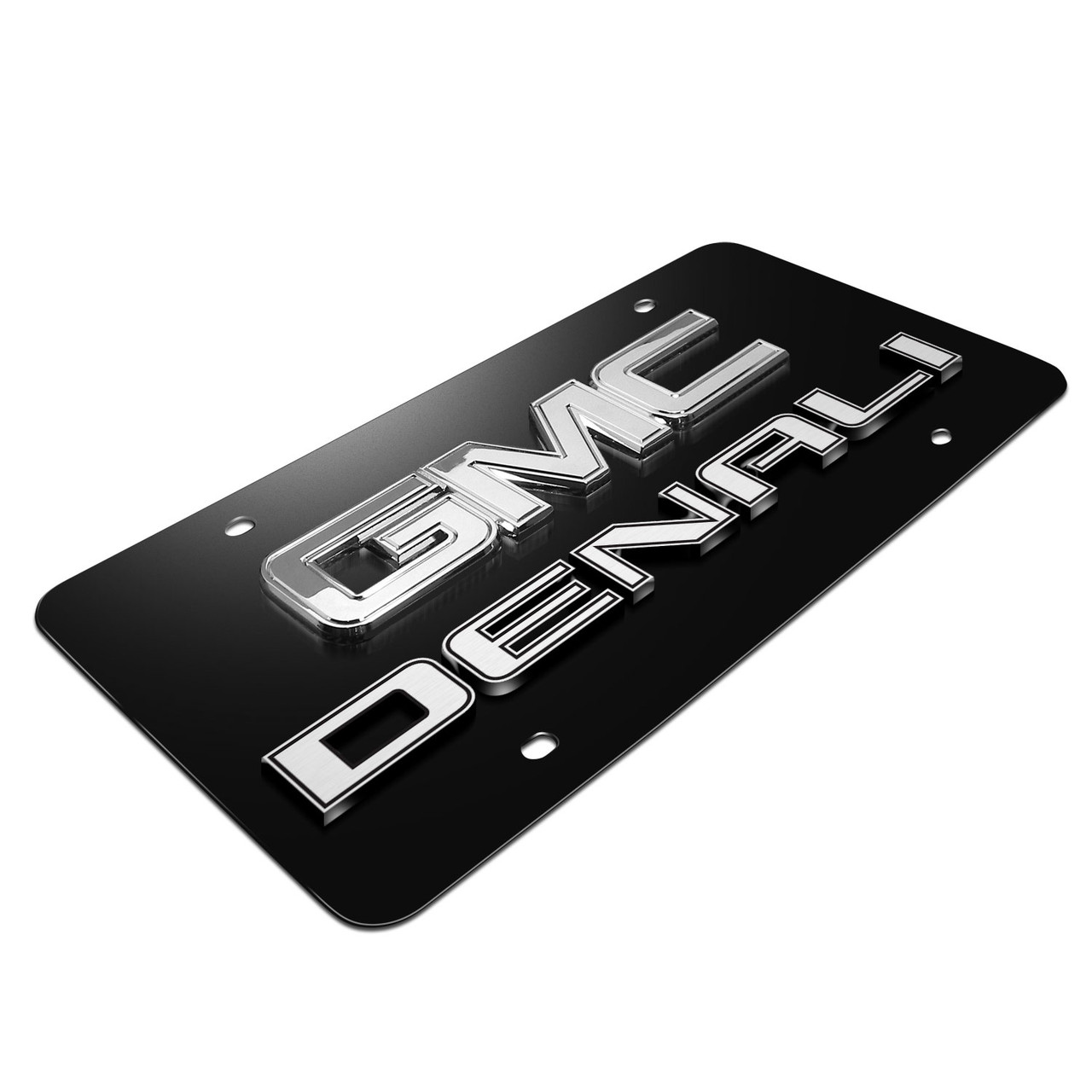 GMC Chrome Logo Denali Black Steel License Plate - Car Beyond Store