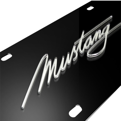 Ford Mustang Script Black Stainless Steel Auto License Plate - Car ...