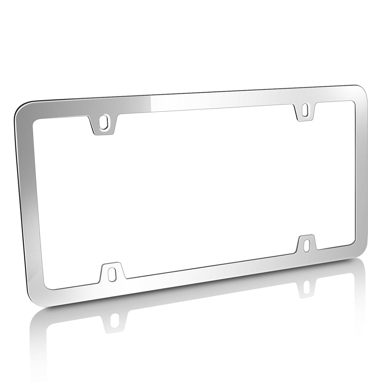 Chrome Metal Slim Style License Plate Frame with 4 Holes - Car Beyond Store