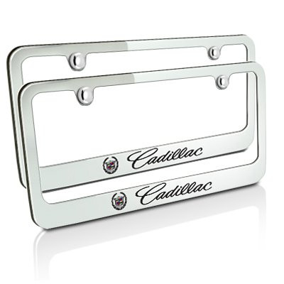 2 Cadillac Engraved Chrome Metal License Plate Frames - Car Beyond Store
