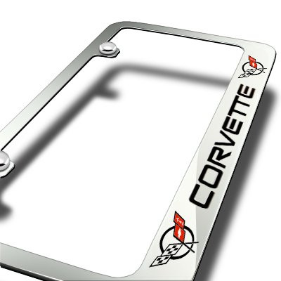 Corvette C5 2 Logos Chrome Metal Auto License Plate Frame - Car Beyond ...