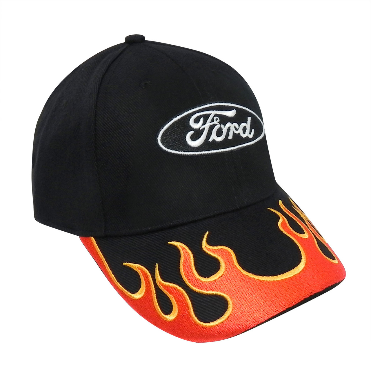 Ford Red Hot Rod Flame Black Baseball Cap - Car Beyond Store