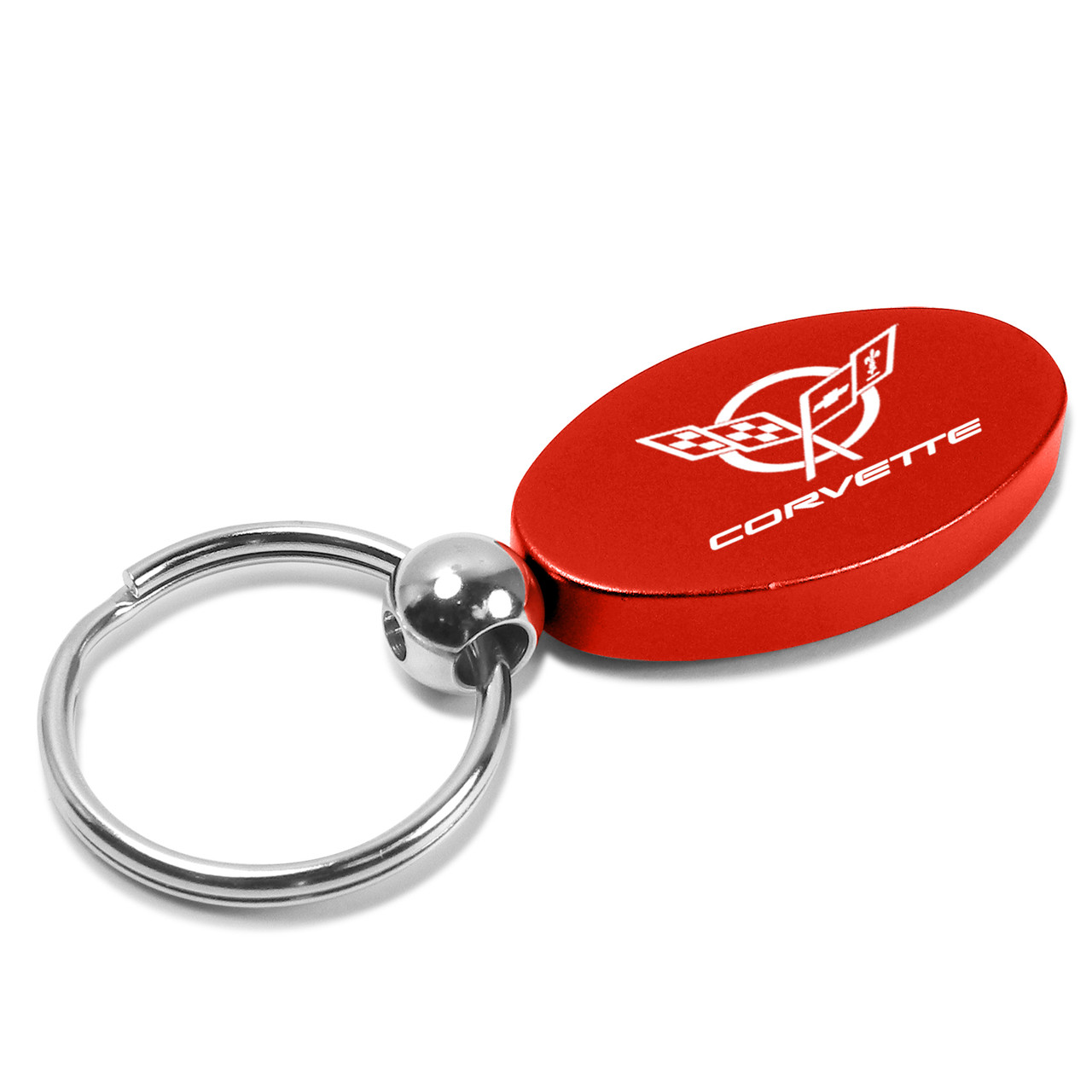 Chevrolet Corvette C5 Red Aluminum Oval Key Chain - Car Beyond Store