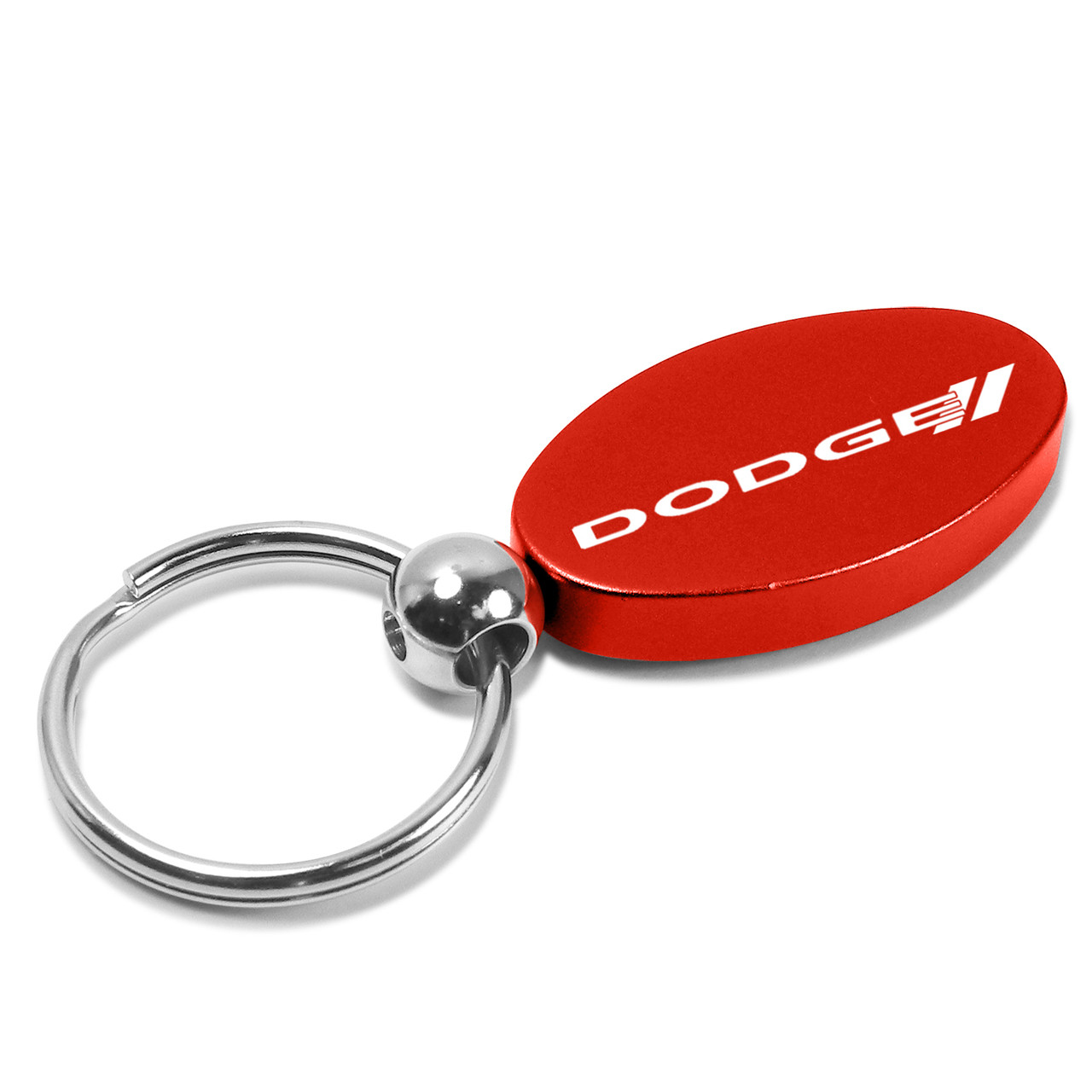 Dodge Logo Red Aluminum Oval Key Chain - Car Beyond Store