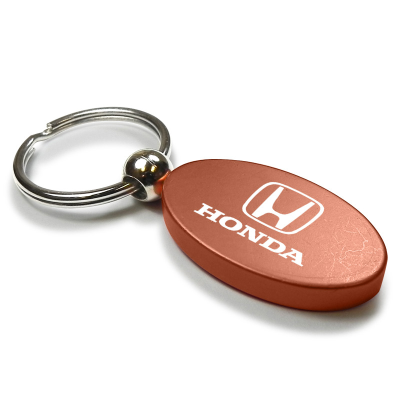 Honda Logo Orange Aluminum Oval Key Chain - Car Beyond Store