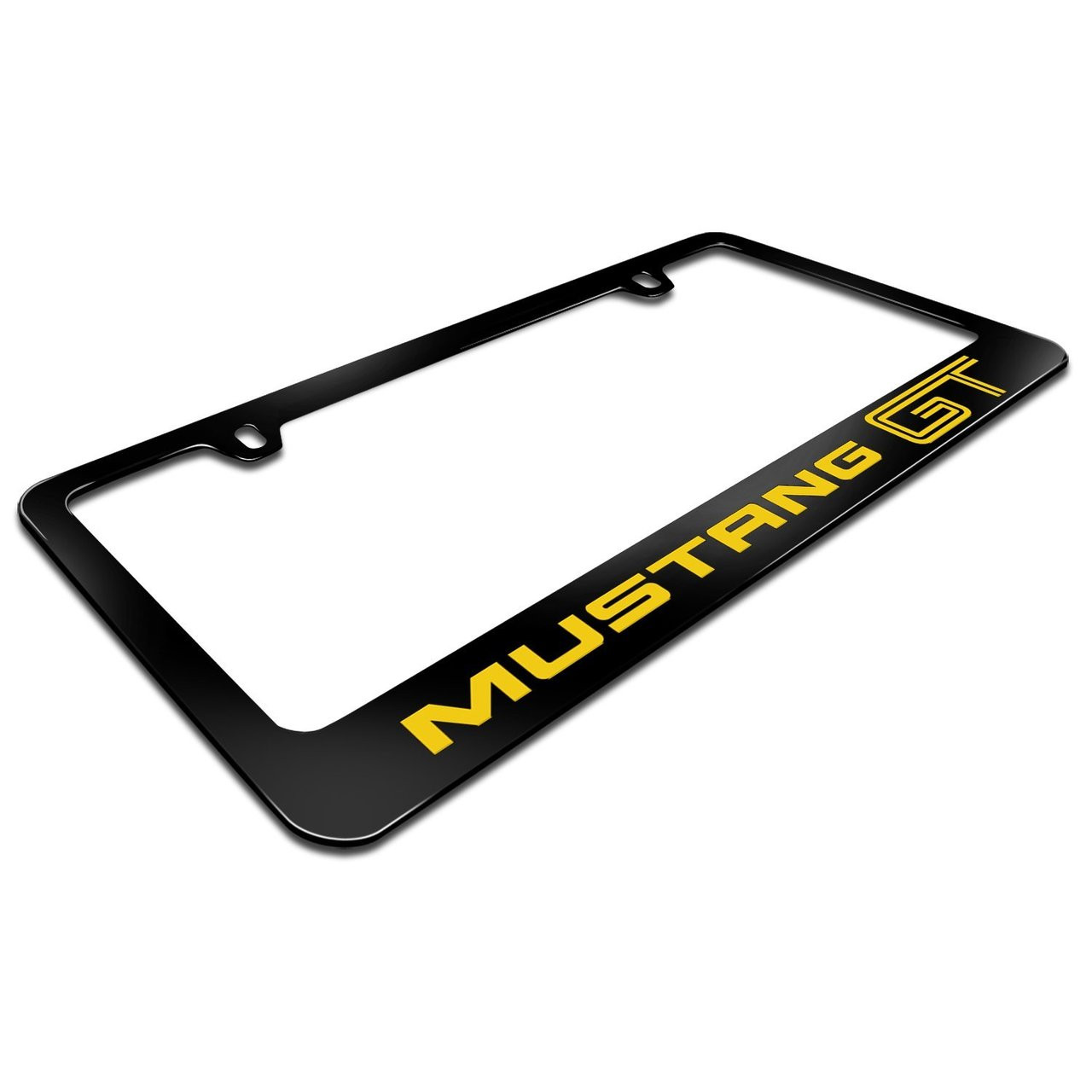 Ford Mustang GT in Yellow Black Metal License Plate Frame - Car Beyond ...