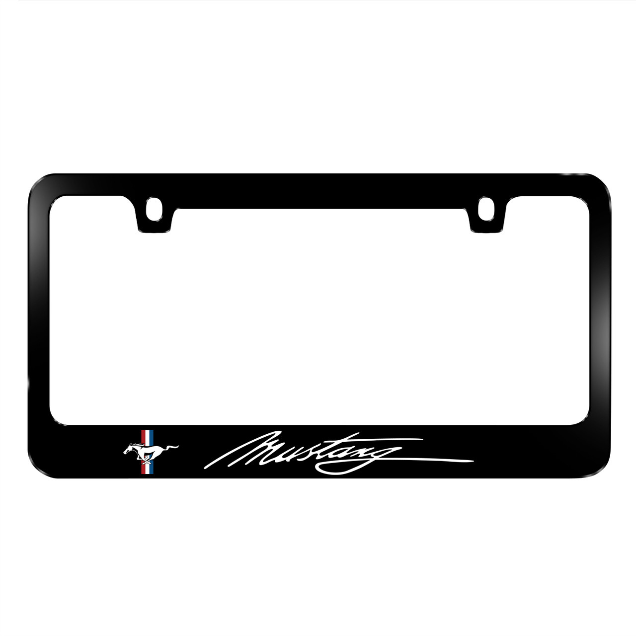 Ford Mustang Script Black Metal License Plate Frame - Car Beyond Store