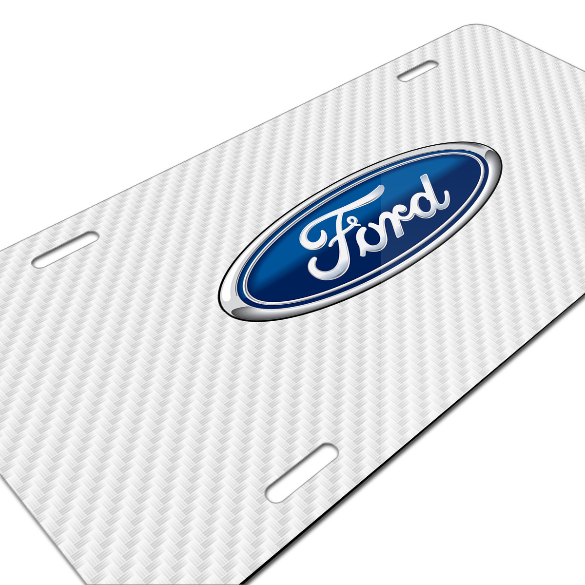 Ford Logo White Carbon Fiber Texture Graphic UV Metal License Plate ...
