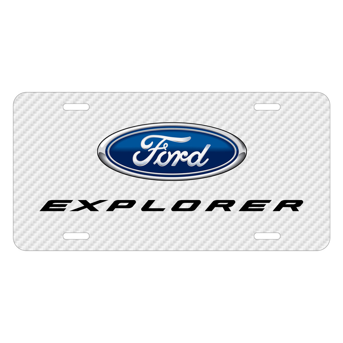 Ford Explorer White Carbon Fiber Texture Graphic UV Metal License Plate ...