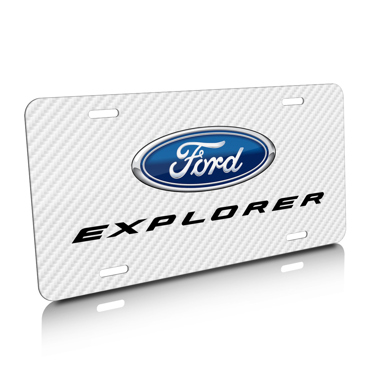 Ford Explorer White Carbon Fiber Texture Graphic UV Metal License Plate ...