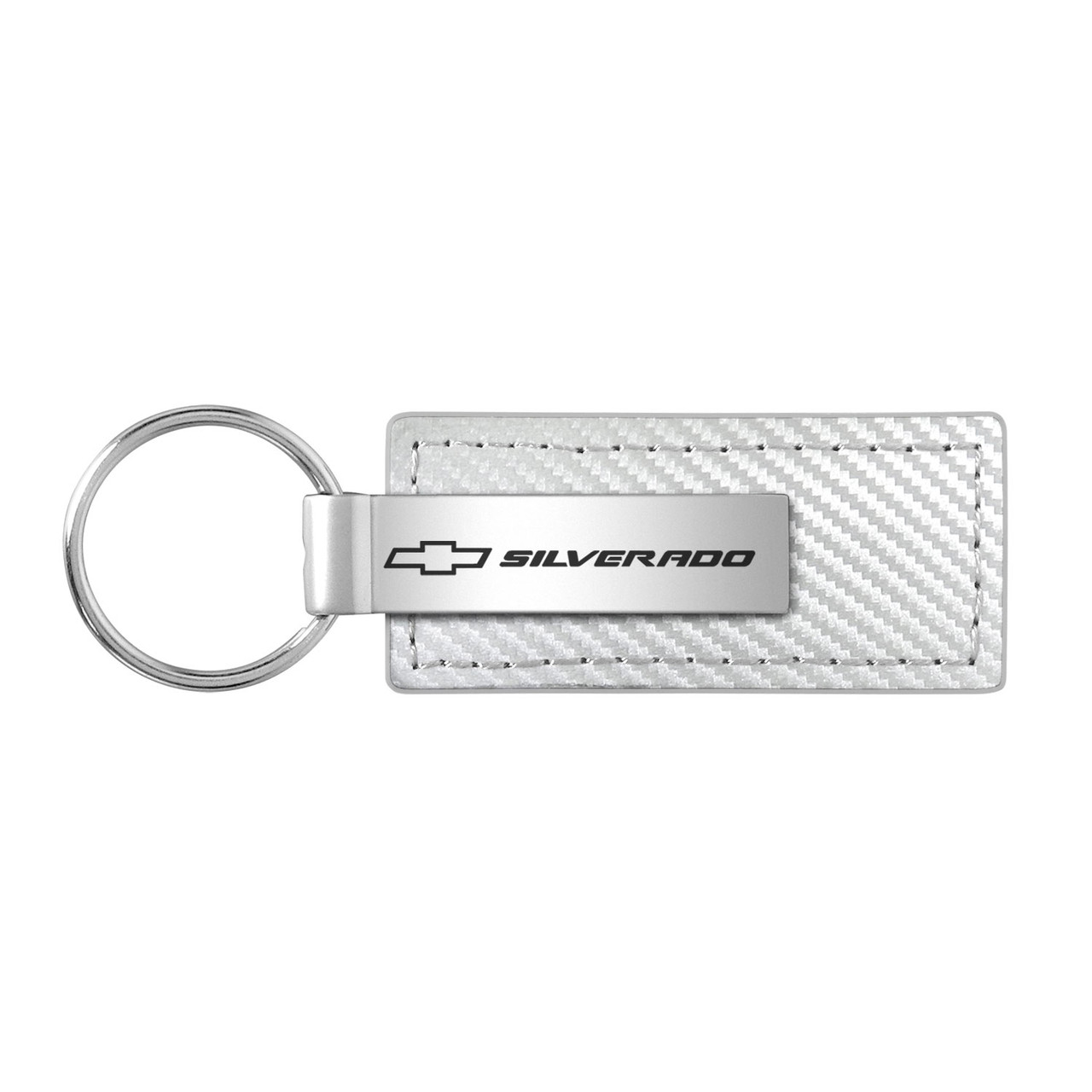 Chevrolet Silverado White Carbon Fiber Texture Leather Key Chain - Car ...