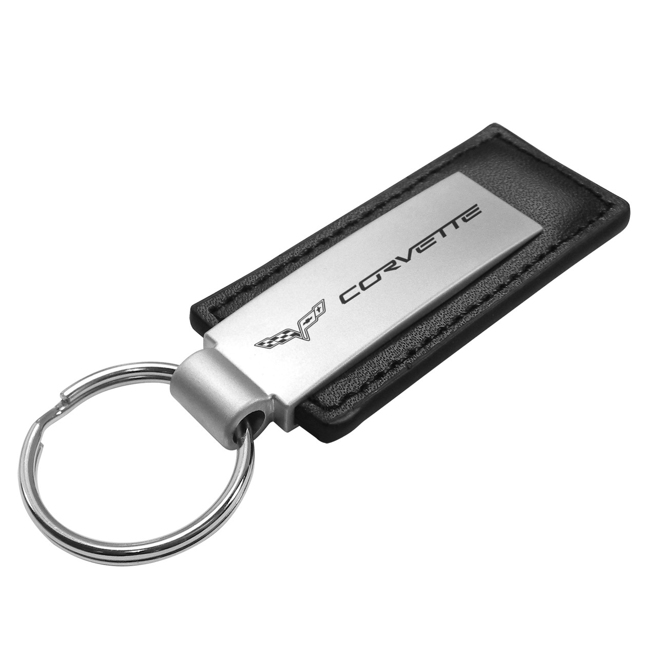 Chevrolet Corvette C6 Large Black Leather Key Chain - Car Beyond Store