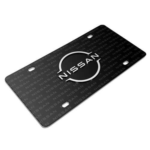 Nissan New 3D Logo on Nissan Pattern Black Aluminum License Plate - Car ...