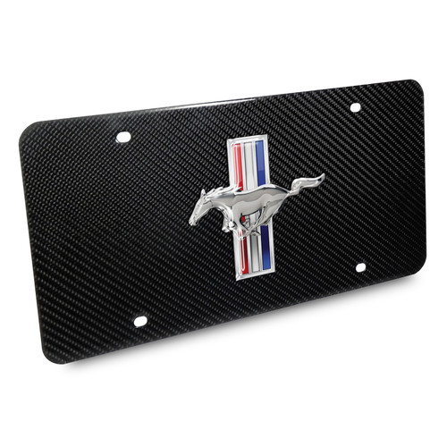 Ford Mustang Tri-Bar 3D Dome Logo on 100% Real Black Carbon Fiber ...