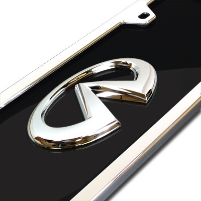 Infiniti 3D Logo Half-size Black Acrylic License Plate with Chrome ...