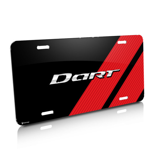 Dodge Dart Carbon Fiber Look Red Stripe Graphic Aluminum License Plate ...