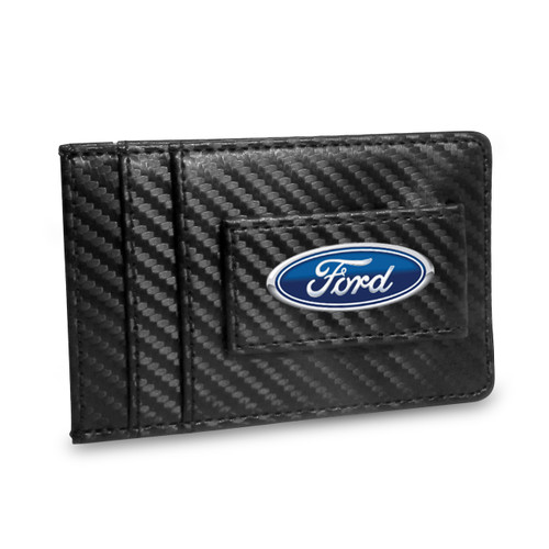 Ford Logo Black Carbon Fiber RFID Card Holder Wallet - Car Beyond Store