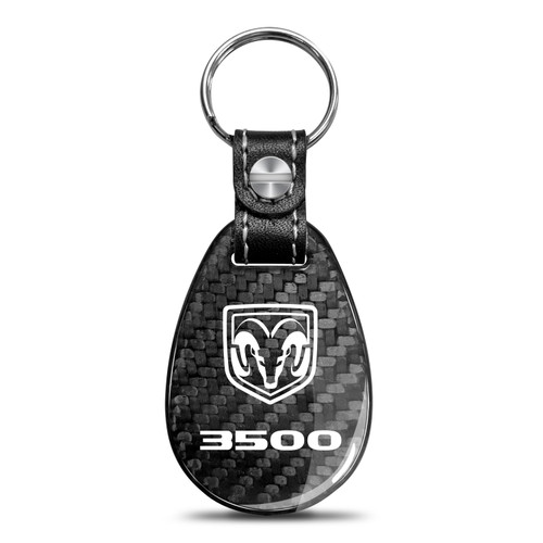 RAM 3500 Logo Real Black Carbon Fiber with Leather Strap Large Tear ...