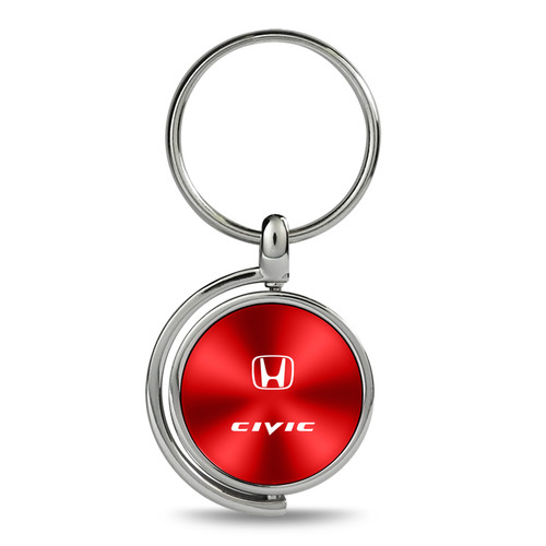 Honda Civic Red Brushed Metal Spinner Auto Key Chain Key-Ring Keychain ...