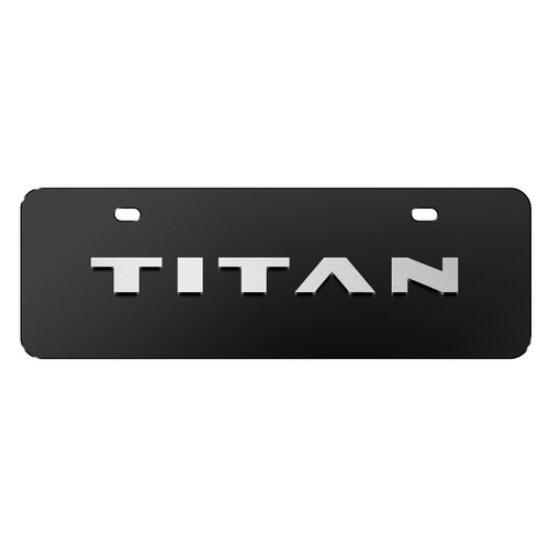Nissan Titan 3D European Look Half-Size Black Stainless Steel License ...