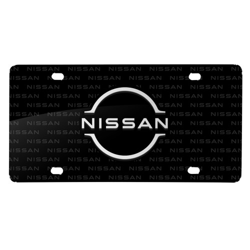Nissan New 3D Logo on Nissan Pattern Black Aluminum License Plate - Car ...