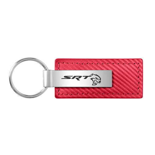 Dodge SRT Hellcat Red Carbon Fiber Texture Leather Key Chain Keyring ...