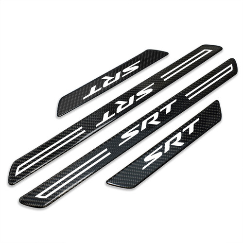 Dodge SRT Logo Black Real Carbon Fiber 4 Pcs Universal Car Door Sill ...