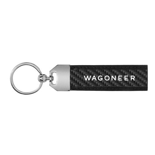 Jeep Wagoneer Real Carbon Fiber Leather Key Chain with Black Stitching ...