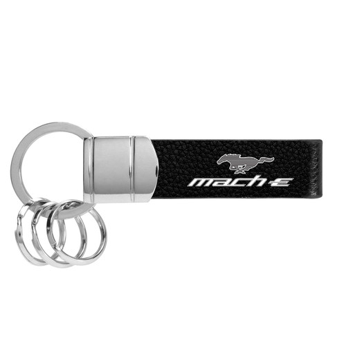 Ford Mustang Mach-E Genuine Black Leather Strap Loop Key Chain - Car ...