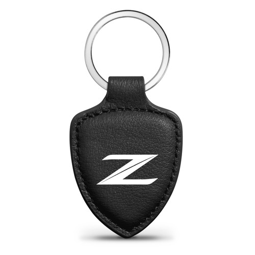 Nissan 350Z Z Logo Black Real Leather Shield-Style Key Chain - Car ...