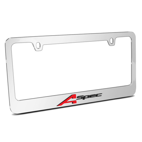 Acura A-Spec Logo in 3D on Mirror Chrome Metal License Plate Frame ...