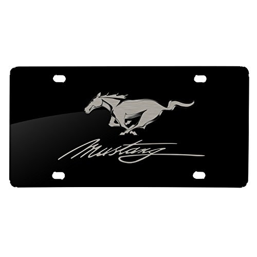 Ford Mustang Script Matt-Look Laser Mark Black Acrylic License Plate ...