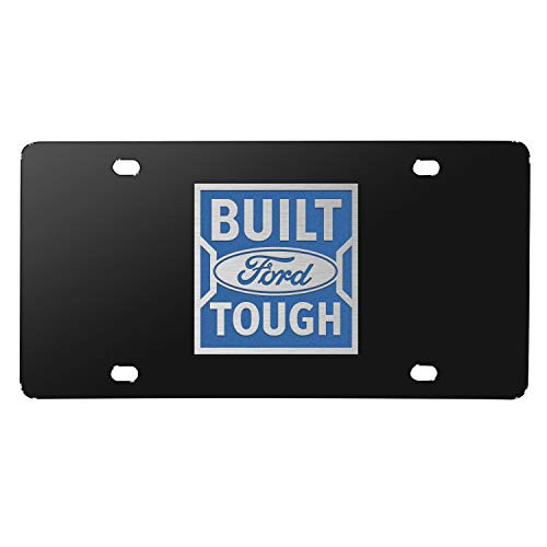 Ford Built Ford Tough in Blue 3D Black Stainless Steel License Plate ...