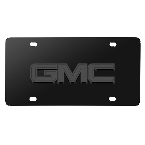 GMC 3D Gunmetal Gray Logo on Black Stainless Steel License Plate - Car ...
