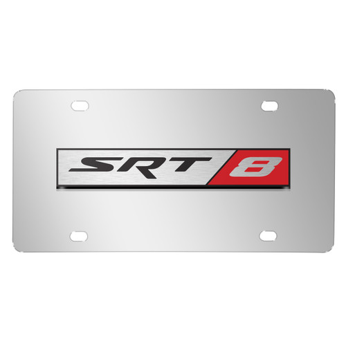 SRT-8 Logo 3D Logo on Chrome Stainless Steel License Plate for Dodge ...