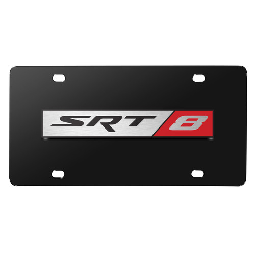 SRT-8 Logo 3D Logo on Black Stainless Steel License Plate for Dodge ...