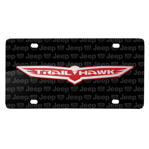 Jeep Trailhawk 3D Logo on Logo Pattern Black Aluminum License Plate ...