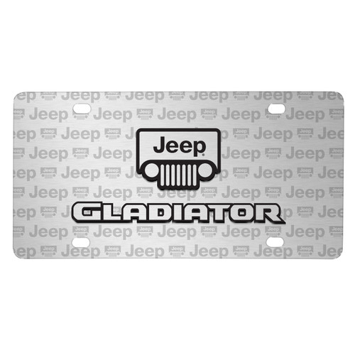 Jeep Gladiator 3D Logo on Logo Pattern Brushed Aluminum License Plate ...