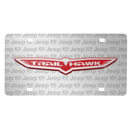 Jeep Trailhawk 3D Logo on Logo Pattern Brushed Aluminum License Plate ...
