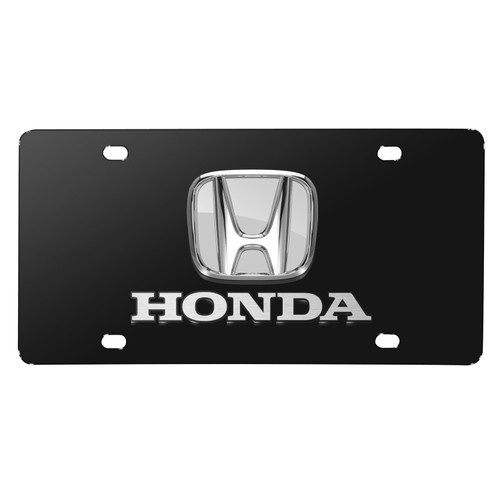 Honda 3D Chrome Logo Dual Black Stainless Steel License Plate - Car ...
